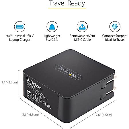 Startech Com Usb C Wall Charger W Pd With Ft M Cable Portable Usb Type C Laptop Charger