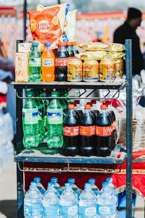 Soft Drinks Coke Fanta Sprite In Stand Editorial Stock Photo Image Of