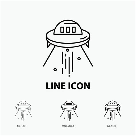 Space Ship Space Ship Rocket Alien Icon In Thin Regular And Bold Line Style Vector