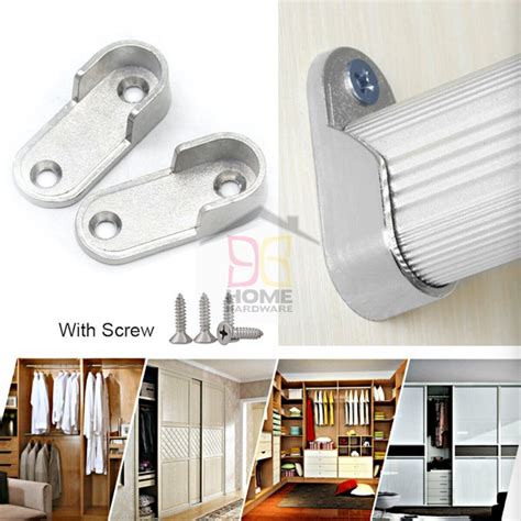 Oval Pipe End Bracket Closet Wardrobe Clothes Hanger Hollow Pole Rod