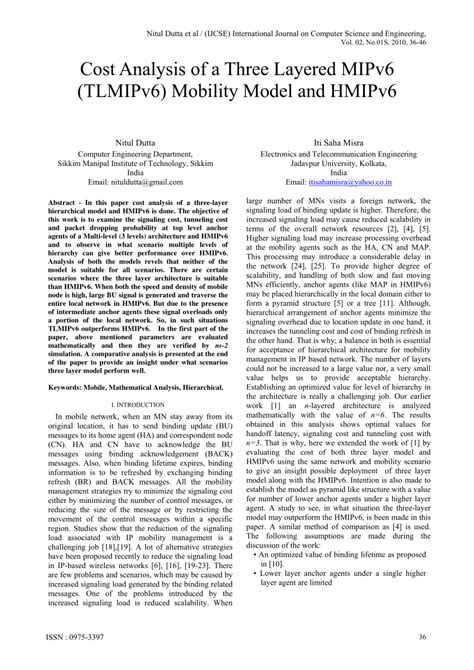 Pdf Cost Analysis Of A Three Layered Mipv6 Tlmipv6 Mobility Model And Hmipv6