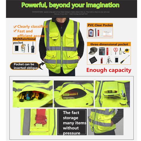 Green Unisex High Visibility Reflective Multi Pockets Construction