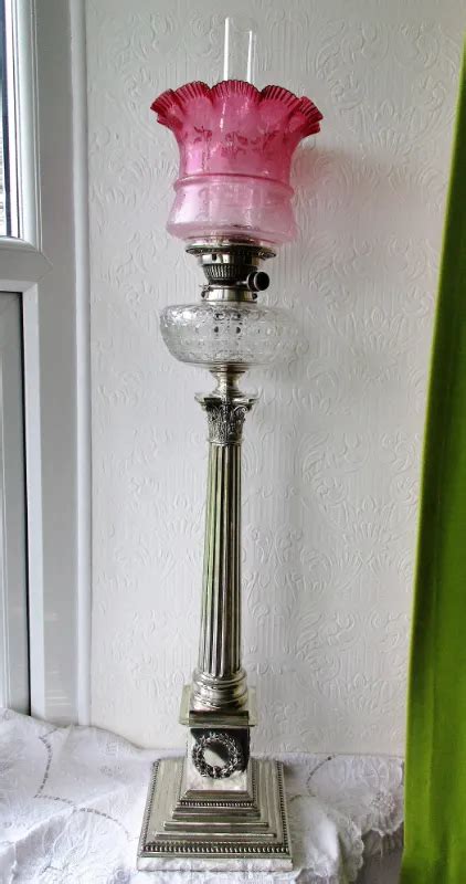 Antique English Victorian Hinks Silver Plated Banqueting Oil Lamp