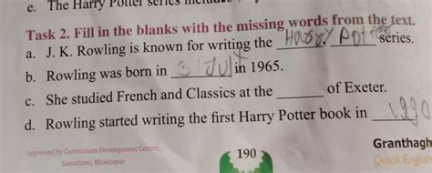 task 2 fill in the blanks with the missing words from the text a j k