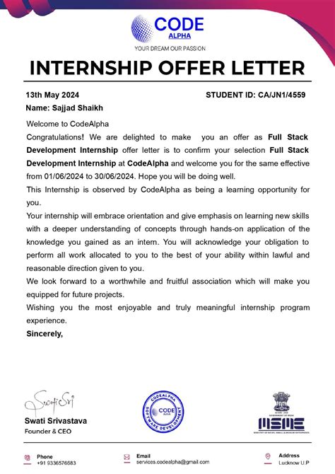 Sajjad Shaikh On Linkedin Codealpha Internship