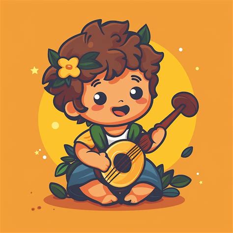 Apollo Playing Lyre Cartoon Vector Icon Premium Ai Generated Image