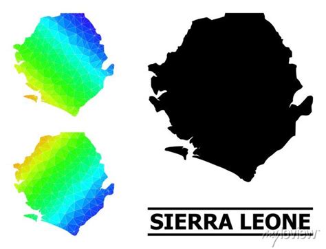 Vector Low Poly Rainbow Colored Map Of Sierra Leone With Diagonal Posters For The Wall • Posters