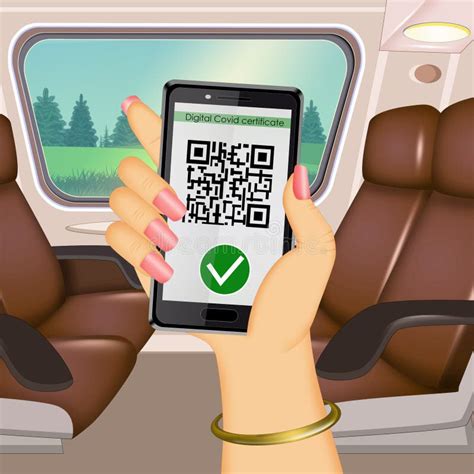 Compulsory Green Pass For Traveling By Train Stock Illustration