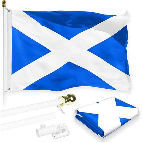 G128 Combo Pack 6 Feet Tangle Free Spinning Flagpole White Scotland