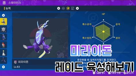 포켓몬스터 바이올렛 미라이돈 레이드 육성 Youtube