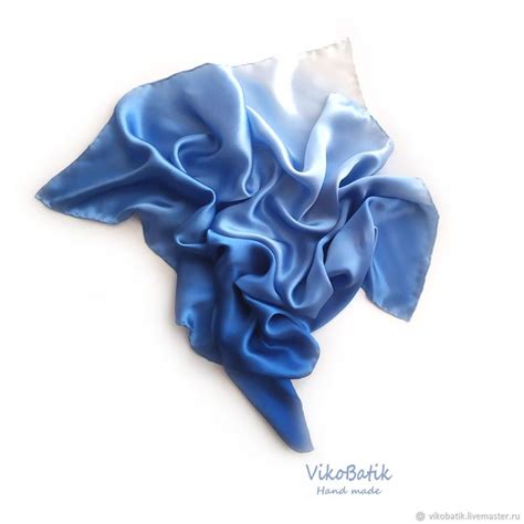 Платок шёлковый Батик Синий Градиент Шёлк 100 атлас в интернет магазине на Ярмарке Мастеров