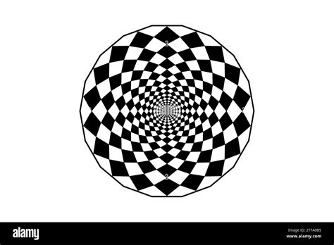 Hypnotic Art Mandala Design Optical Spiral Illusion Optical Checkered