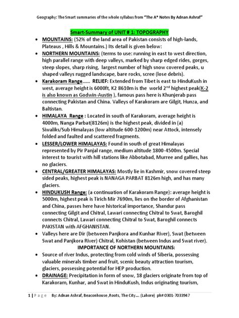 Geo Smart Summaries Pdf Indus River Rain