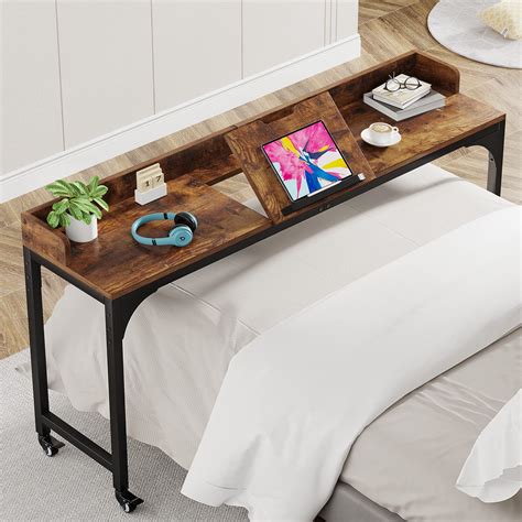 Tribesigns Queen Size Overbed Table With Adjustable Tilt Stand Mobile