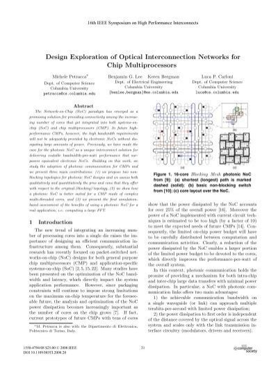 design exploration of optical interconnection networks for chip