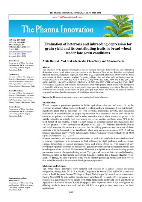Pdf Evaluation Of Heterosis And Inbreeding Depression For Grain Yield And Its Contributing