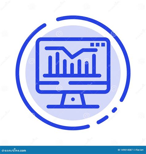 Computer Static Graph Monitor Blue Dotted Line Line Icon Stock