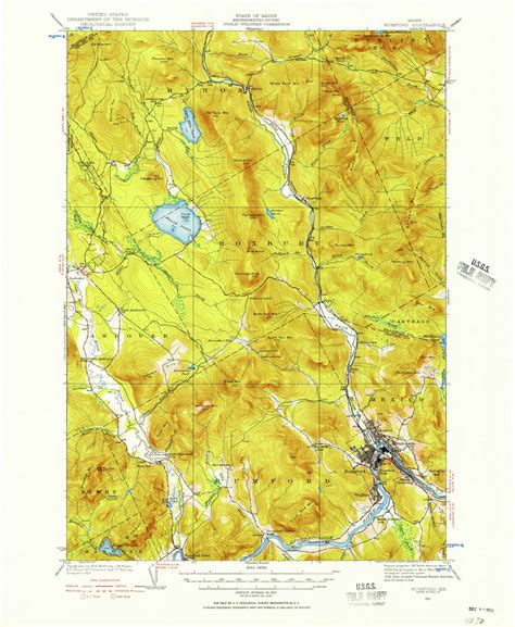 Rumford Maine 1927 1956 Usgs Old Topo Map Reprint 15x15 Me Quad