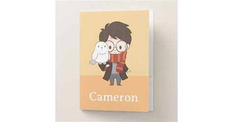 Chibi Harry Potter™ And Hedwig Pocket Folder Zazzle