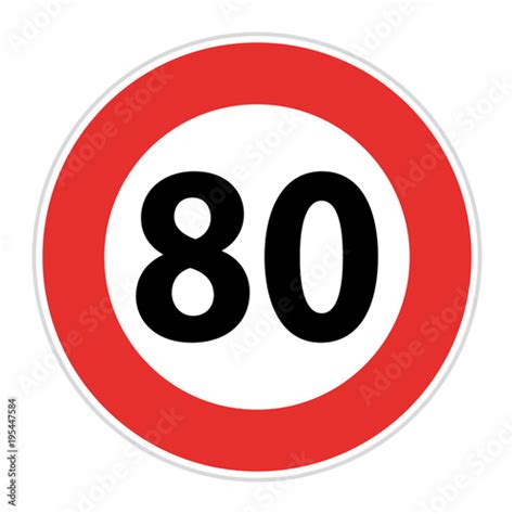 Panneau de signalisation Vitesse limitée à 80 km h Stock Vector