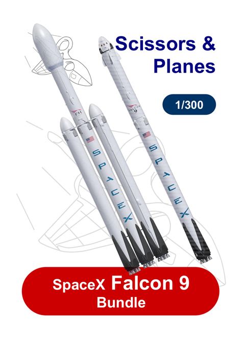 1 300 Snp Spacex Falcon 9 And Heavy Bundle Paper Model Ecardmodels