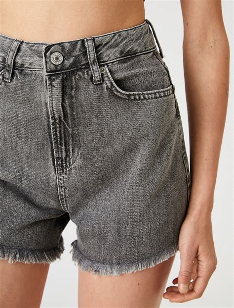 Gri Kadın Mini Kot Şort Cepli 2sal40354md Koton