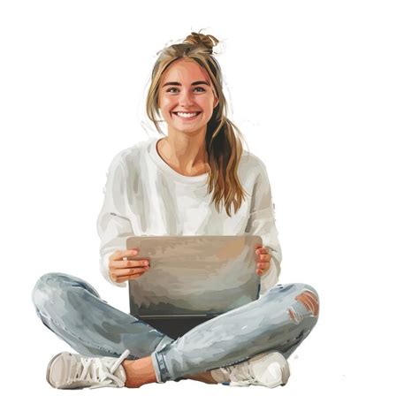 Girl Sitting Drawing Psd High Quality Free Psd Templates For Download