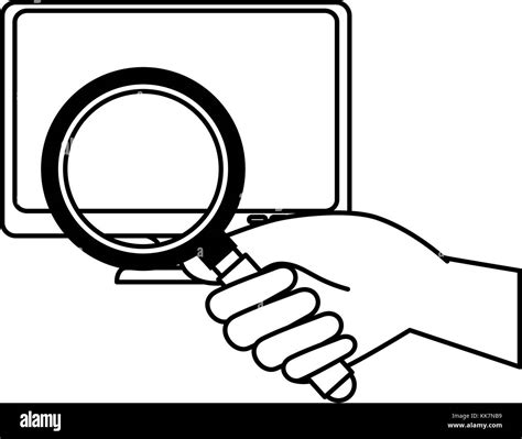 Monitor Computer With Magnifying Glass Stock Vector Image And Art Alamy
