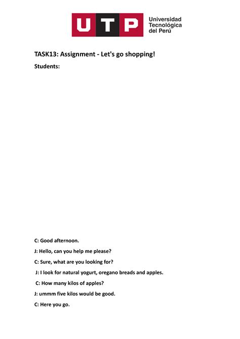 AC S13 Week 13 TASK13 Assignment Let S Go Shopping