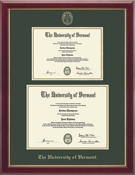 Double Diploma Frame In Gallery The University Of Vermont Item