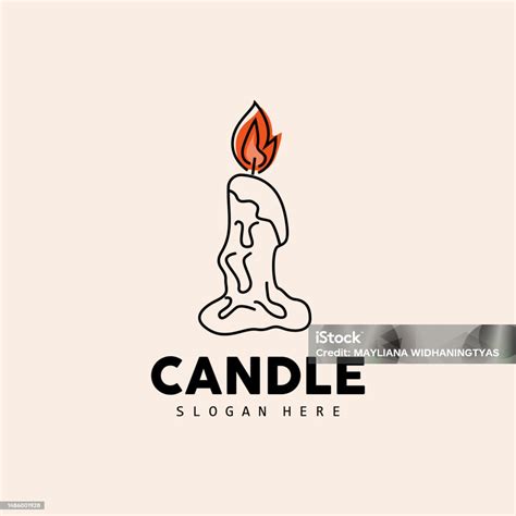 Logo Lilin Romantis Cahaya Makan Malam Desain Cahaya Api Vektor Lilin