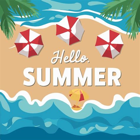 Premium Vector Hello Summer Vacation Lettering Background And Vector
