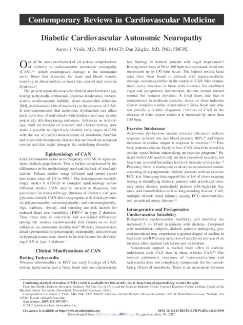 Pdf Diabetic Cardiovascular Autonomic Neuropathy