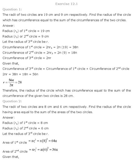 Areas Related To Circles Class 10 Mathematics Ncert Solutions