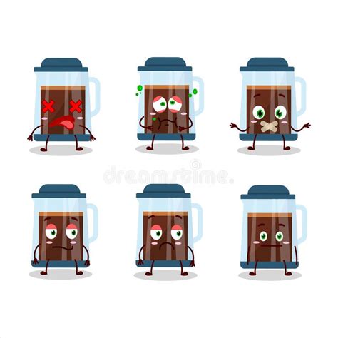 French Press Cartoon Character With Nope Expression Stock Vector