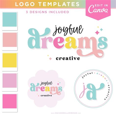Canva Logo Template Logo Design For Business Colorful Etsy