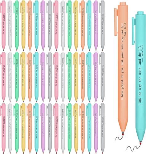 50 Pcs Christian Pens Bible Verses Retractable Gel Pens Macaron Pens