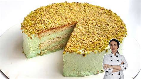 کیک پسته با طعم سنتی ایرانی و کرم پسته خوشمزه ترین کیک پسته رو درست کن