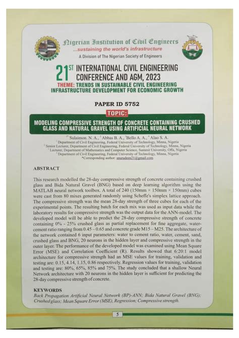 Pdf Modelling Compressive Strength Of Concrete Containing Crushed Glass And Natural Gravel