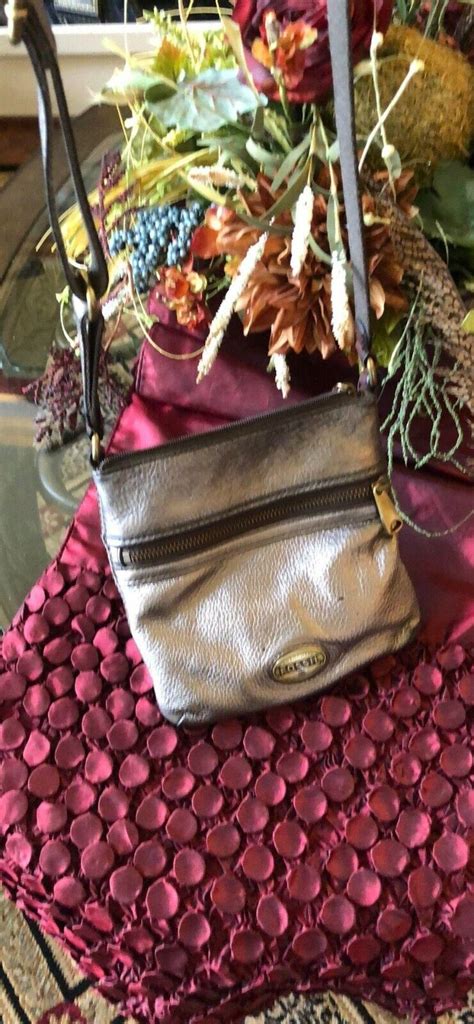 Fossil Metallic Crossbody Silver Gem