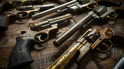 A Collection Of Guns Including One That Has The Number Of The Guns On