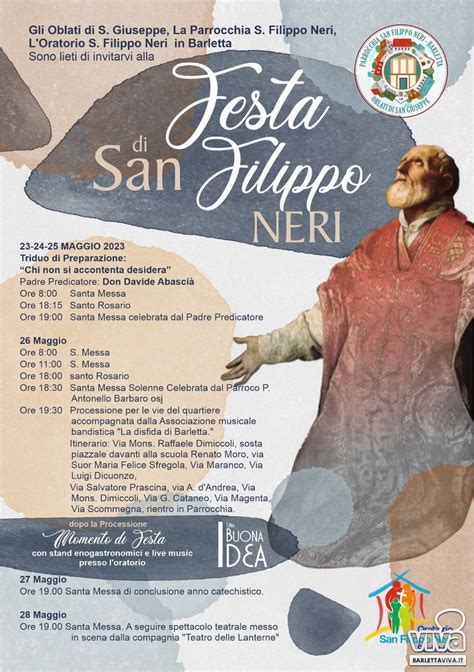 Barletta Domani Processione E Festeggiamenti In Onore Di San Filippo Neri