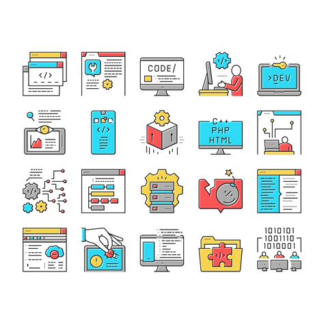 dev code occupation collection icons set vector 18992337 vector art at