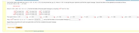 Solved Use The Rsa Cipher With Public Key P9 E 23 ·