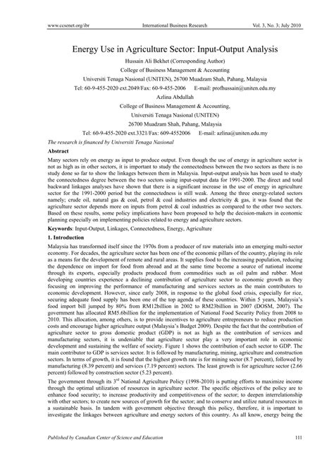 pdf energy use in agriculture sector input output analyses