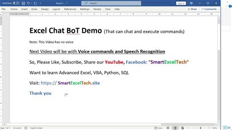 Excel Chatbot That Can Execute Commands Excel Jarvis Vba Jarvis Youtube