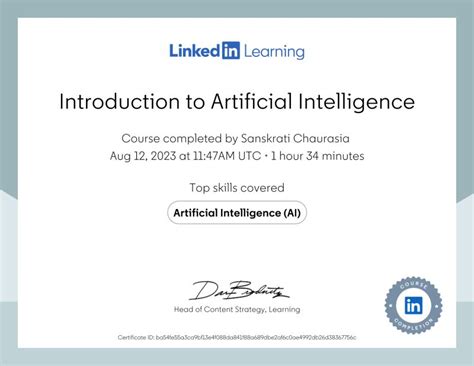 Sanskrati Chaurasia On Linkedin Certificate Of Completion