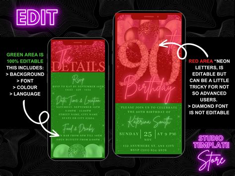 Digital 90th Birthday Invitation Video 90 Black Purple Silver Etsy