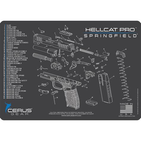 Springfield® Hellcat Pro™ Diagram Cleaning Mat Cerus Gear