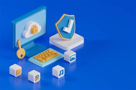 Premium Photo Isometric 3d Rendering Concept Security System On Cloud Computing Technology